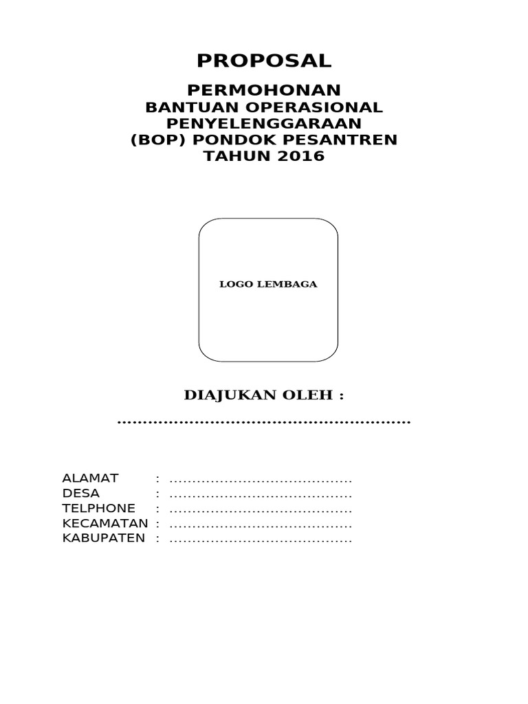 Contoh Proposal Bop Ponpes 2016 | PDF | Bisnis