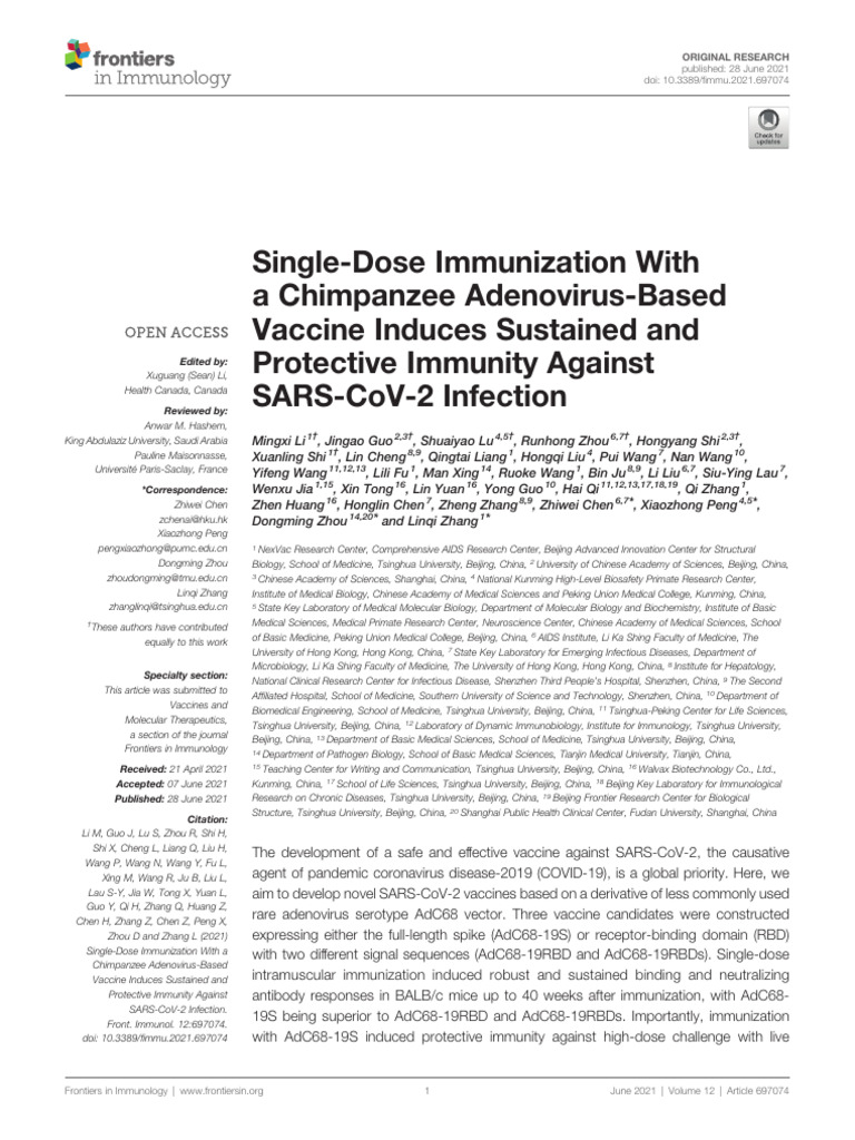 Li Etal Immunology in Frontiers | PDF | Adenoviridae | Viral Vector