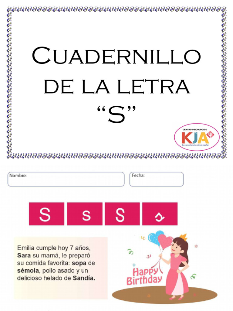 Cuadernillo de La Letra s | PDF