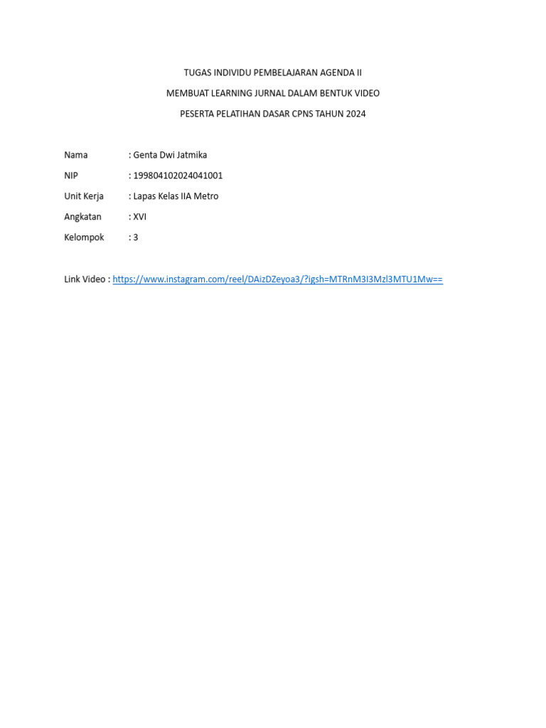 Tugas Individu Pembelajaran Agenda II Genta | PDF | Komputer