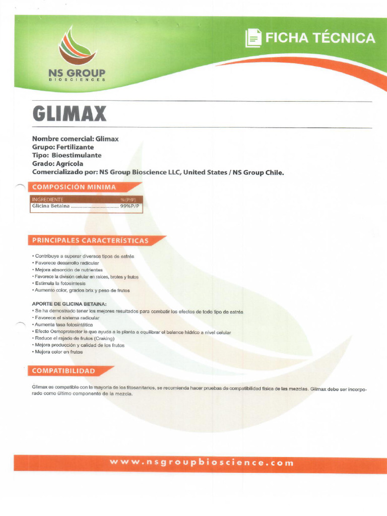 Ficha Tecnica - Glimax | PDF