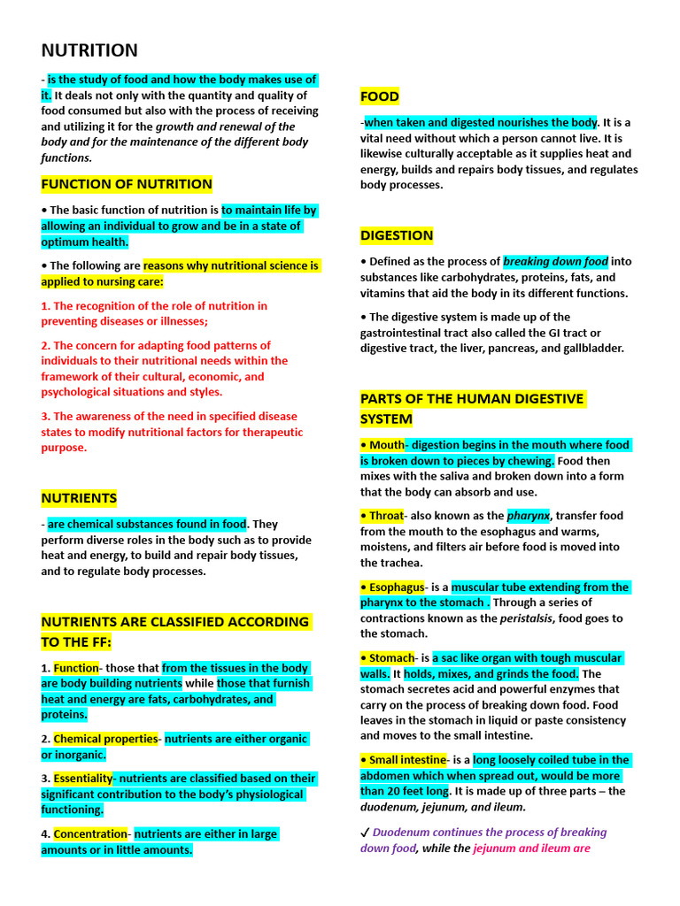 Overview of Nutrition and Digestion | PDF | Carbohydrates | Digestion
