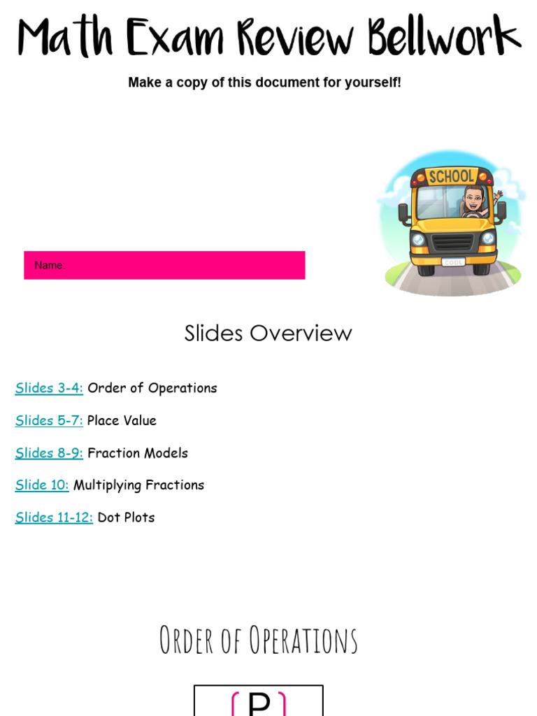 Math Skills Practice Slides | PDF