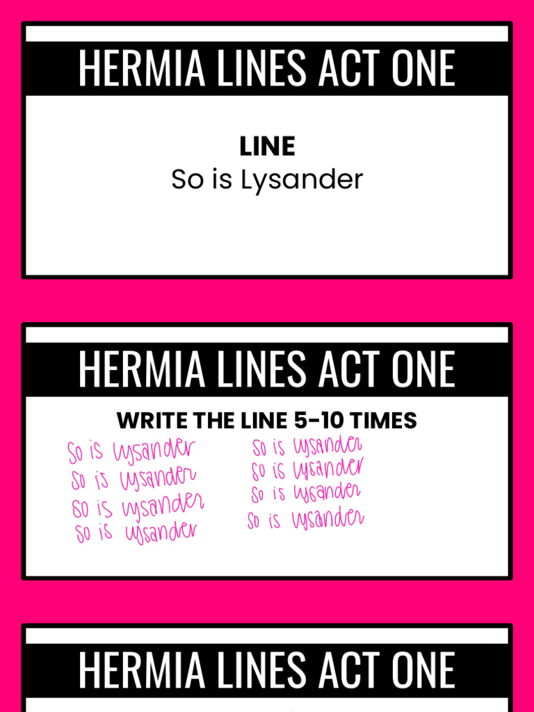 Act ONE Hermia Lines Practice | PDF | A Midsummer Night's Dream