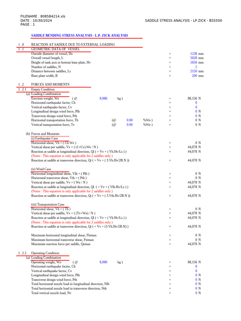 Saddle Support Calculation | PDF | Bending | Mechanical Engineering