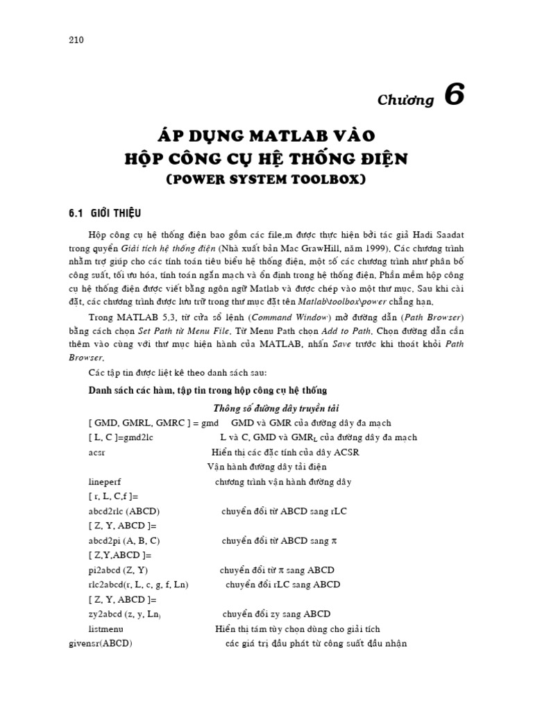 Chương 6 ÁP DỤNG MATLAB VÀO HỘP CÔNG CỤ HỆ THỐNG ĐIỆN (POWER SYSTEM ...