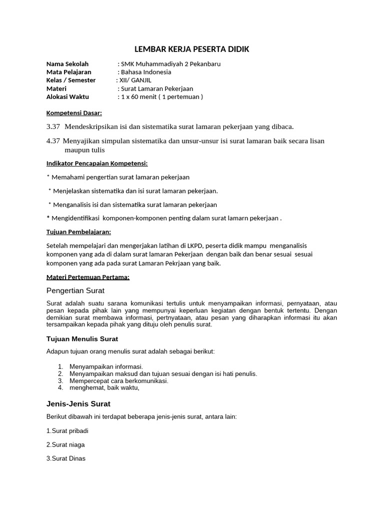 Lkpd Tugas Surat 1 | PDF