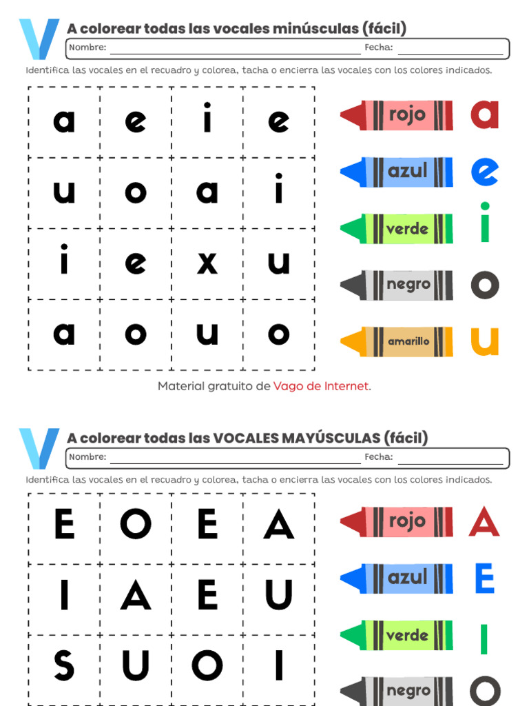 Colorea Vocales Mayúsculas y Minúsculas | PDF