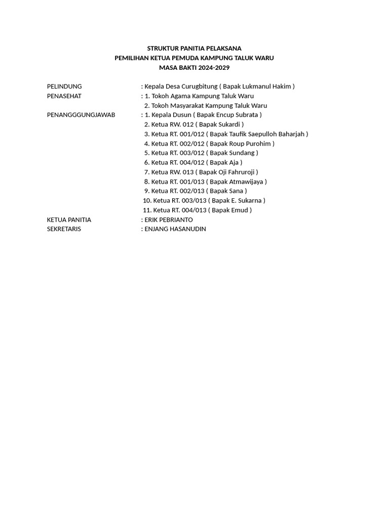 Struktur Panitia Pelaksana | PDF