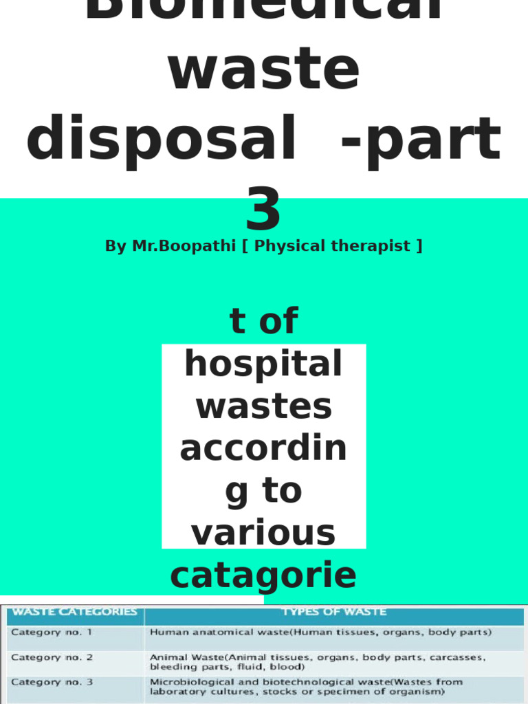Biomedical Waste Disposal - Part 3 | PDF