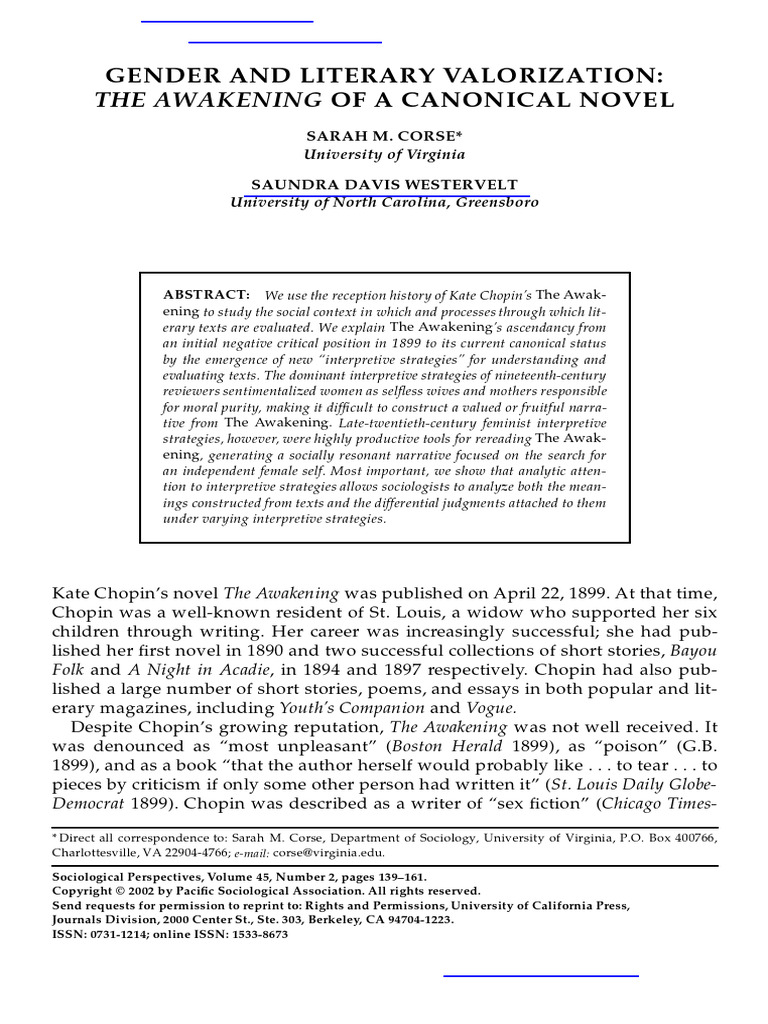 S - Westervelt - Gender - 2002gender and Literary Valorization | PDF ...