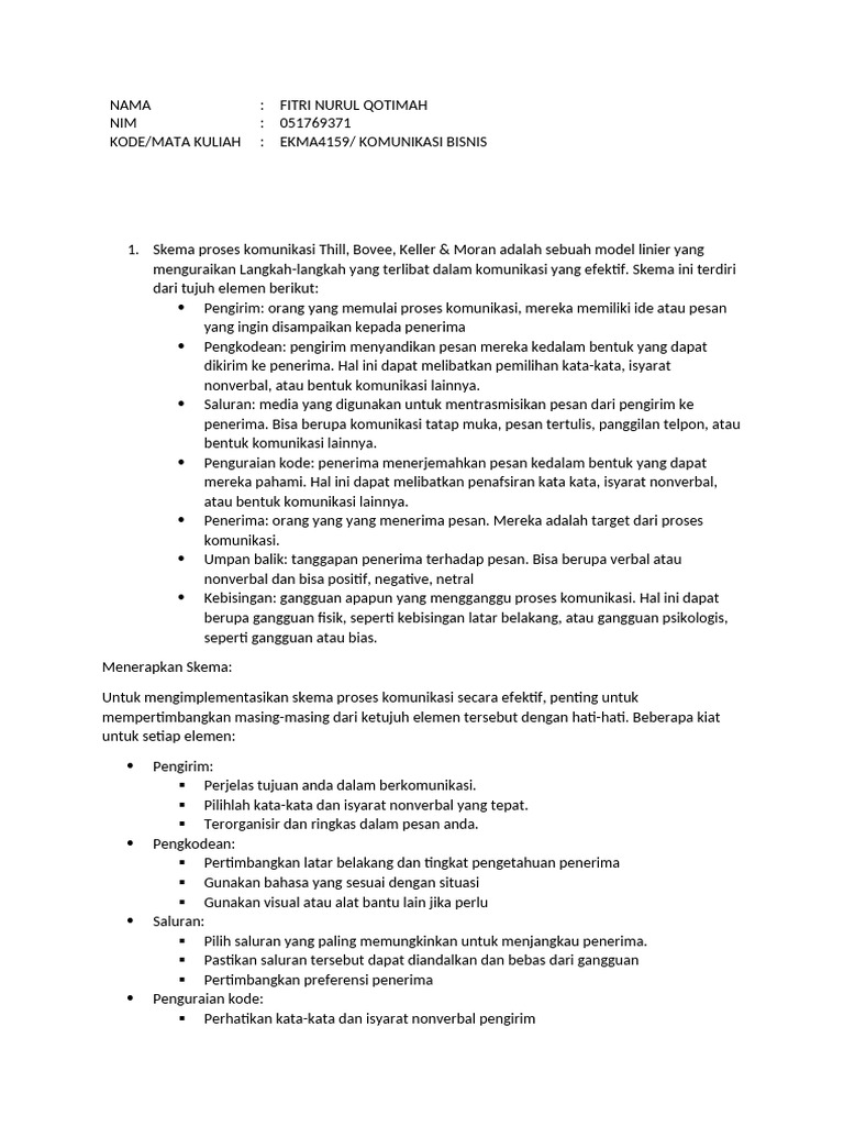 TT 1 Komunikasi Bisnis | PDF | Karier & Perkembangan