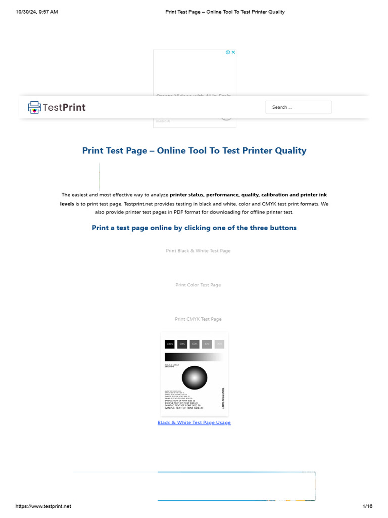 Print Test Page - Online Tool To Test Printer Quality | PDF | Printer ...