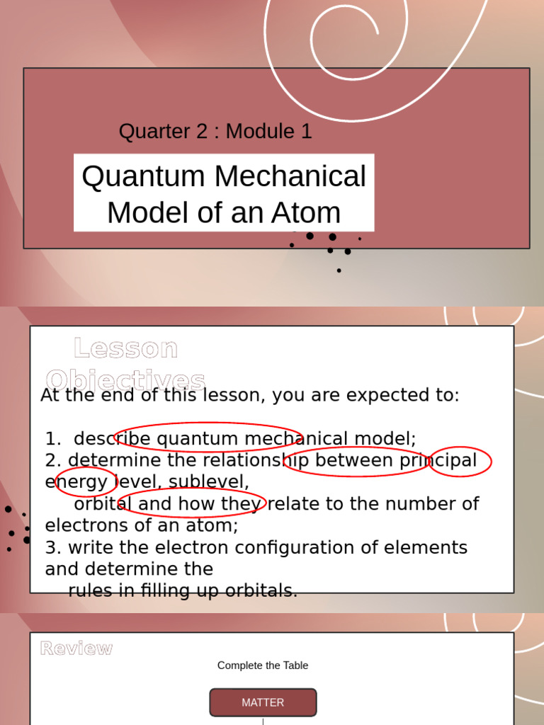Quarter 2 Module 1 Quantum MEchanical Model | PDF | Atomic Orbital | Electron Configuration