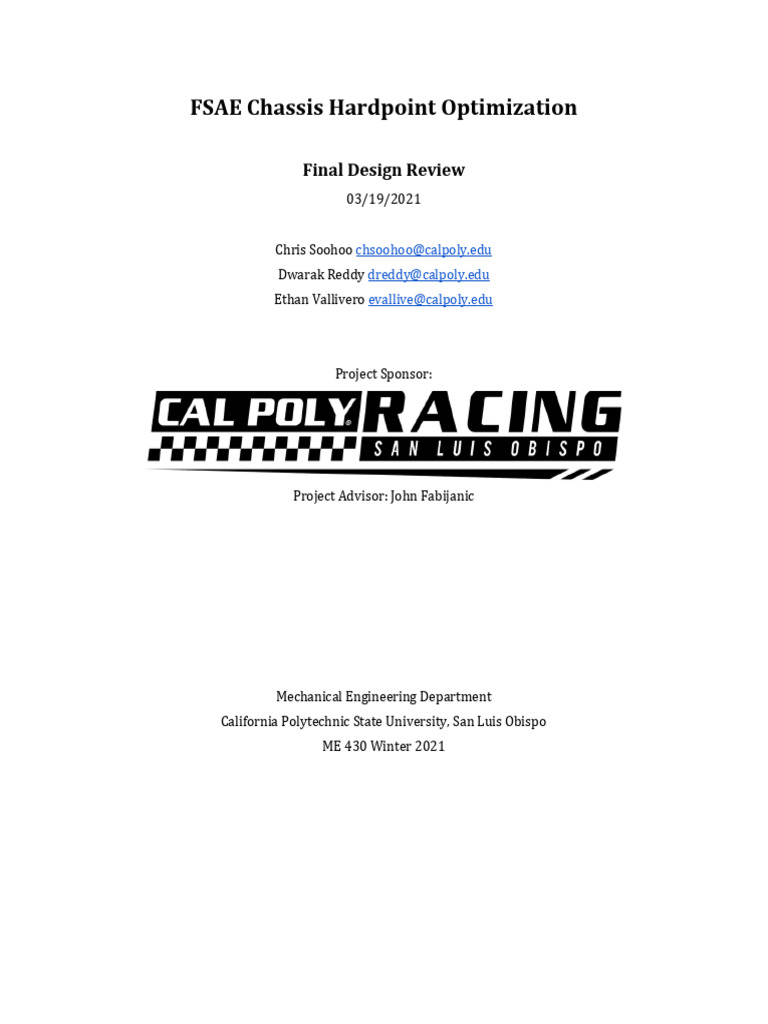 FSAE Chassis Hardpoint Optimization | PDF | Composite Material | Nut ...