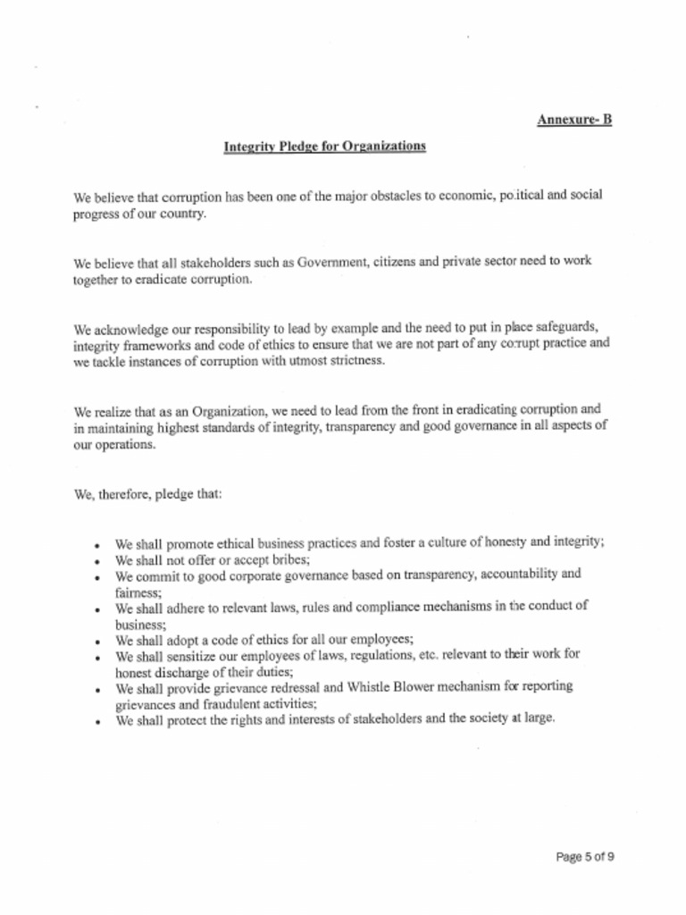 Integrity Pledge VAW 2024 | PDF