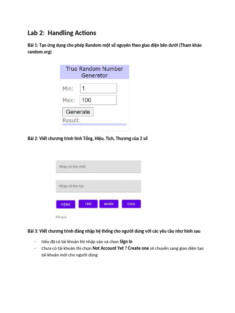 Lab 2 Handling Actions | PDF