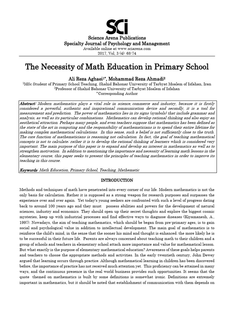 Importance of Math in Primary Education | PDF | Mathematics | Knowledge