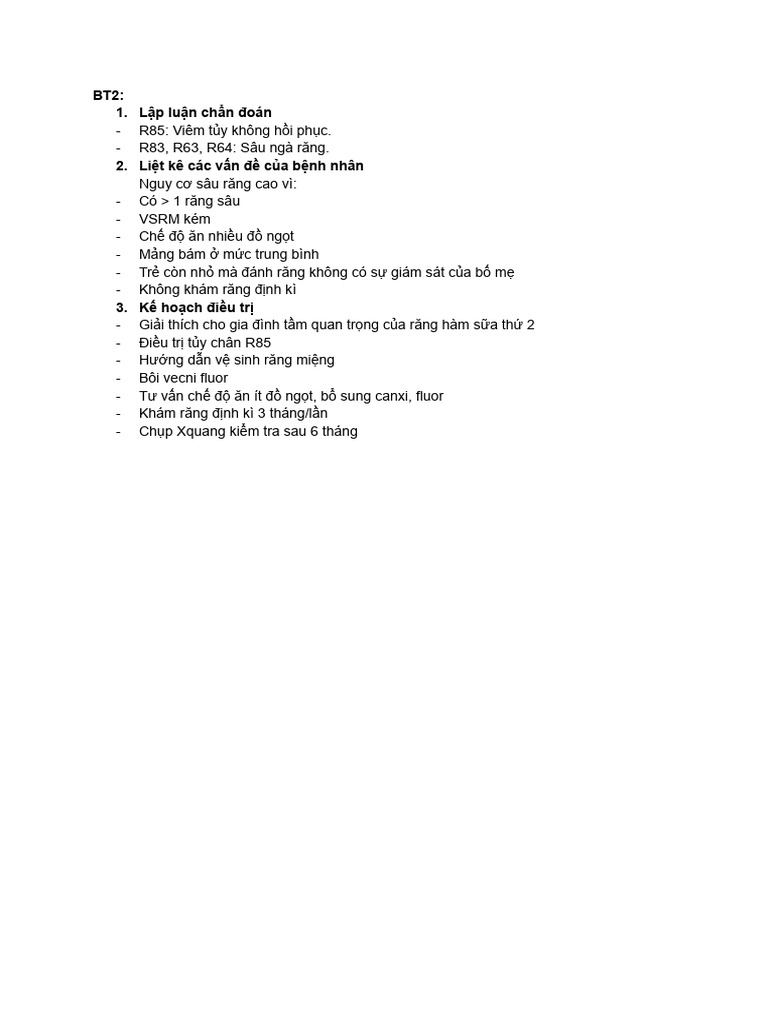 BT2: 1. Lập luận chẩn đoán | PDF