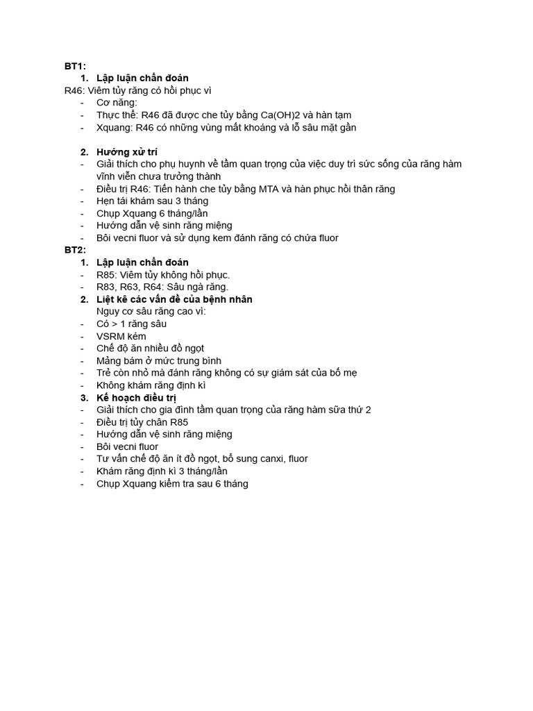 BT1: 1. Lập luận chẩn đoán | PDF