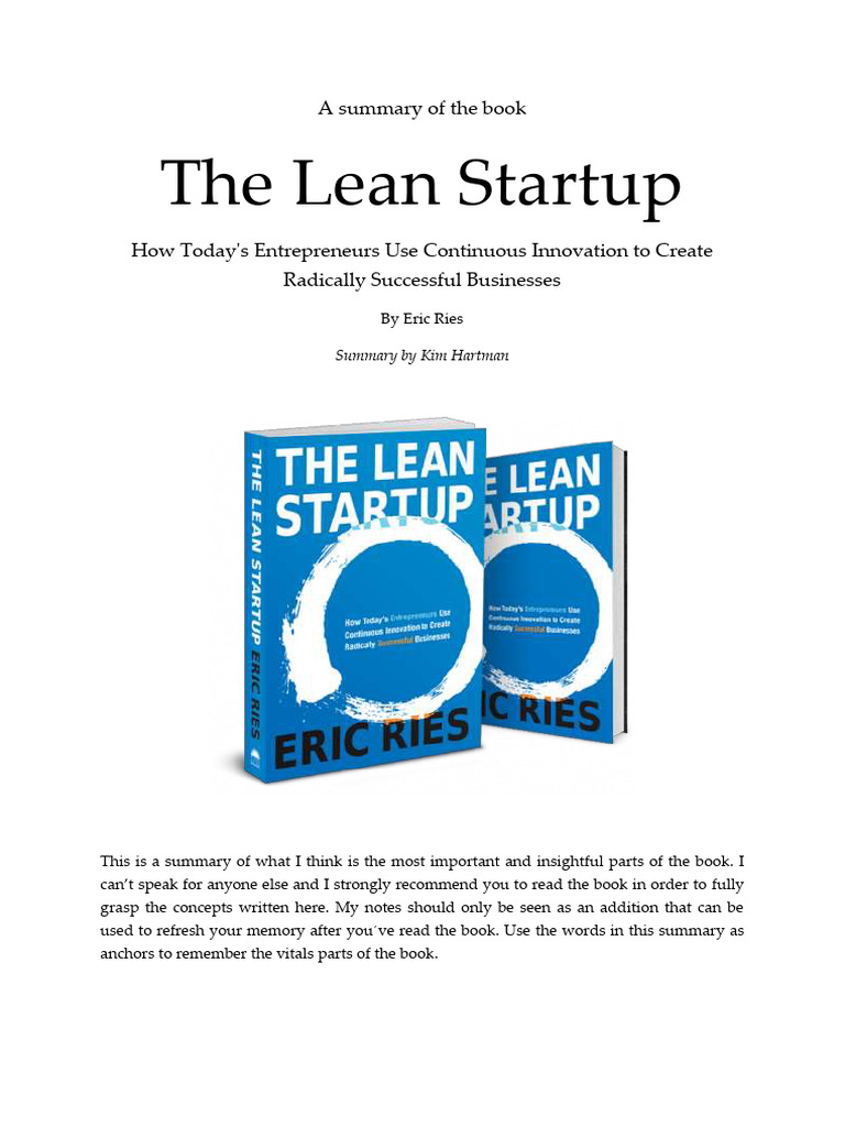 The Lean Startup How Today's Entrepreneurs Use Continuous Innovation To Create Radically ...
