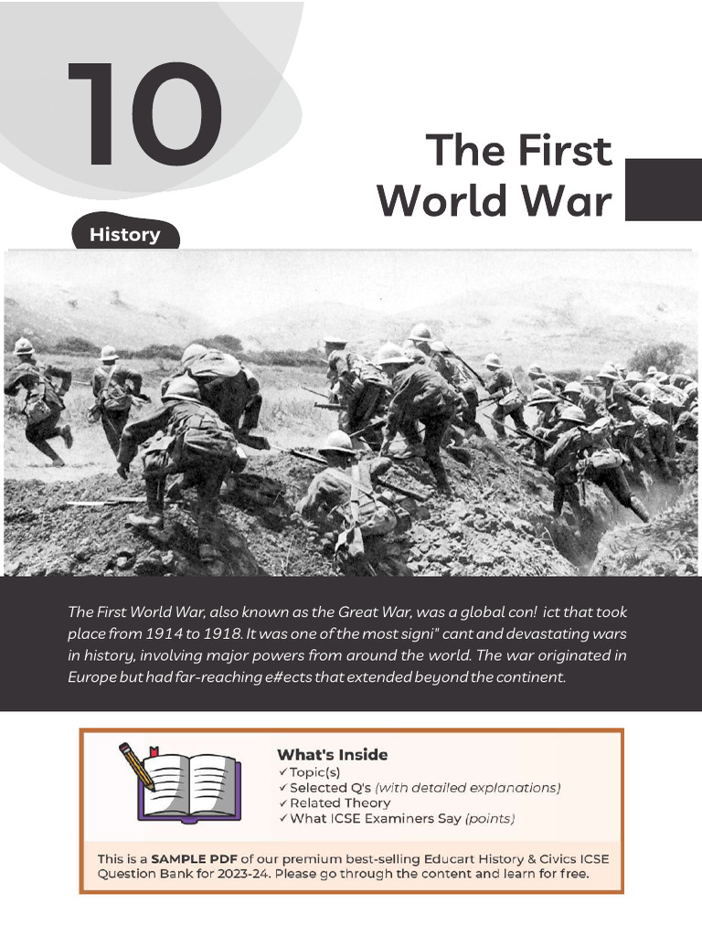 ICSE-X History - Chap-10 (The First World War) | PDF | Austria Hungary | Allies Of World War I