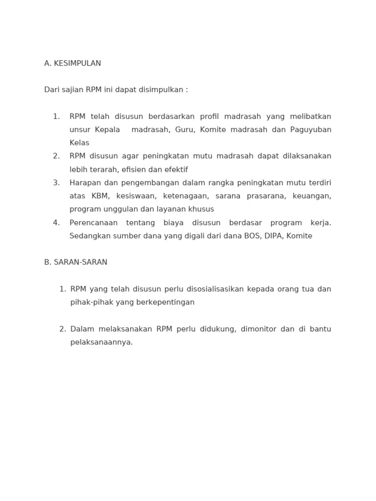 Contoh Kesimpulan Rpm | PDF