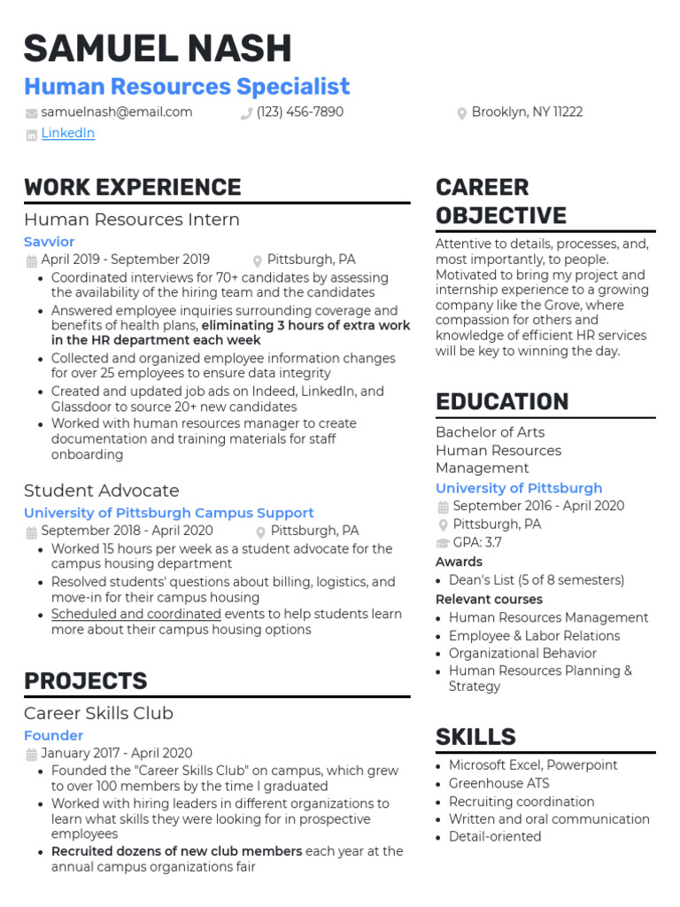 Entry Level Human Resources Standout Resume Example | PDF | Human ...