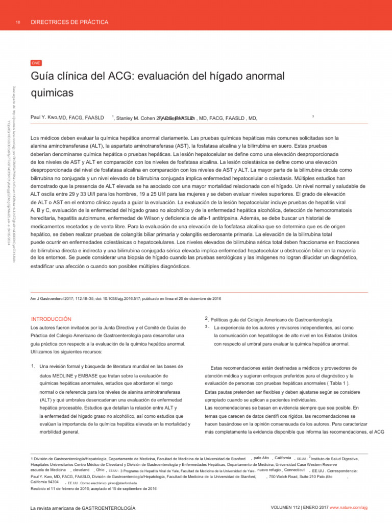Acg Clinical Guideline Evaluation of Abnormal.13 | PDF | Hepatitis ...