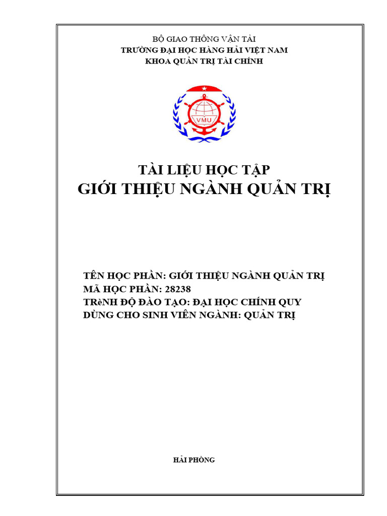 28238-TLHT Giới thiệu ngành QT 2022 | PDF