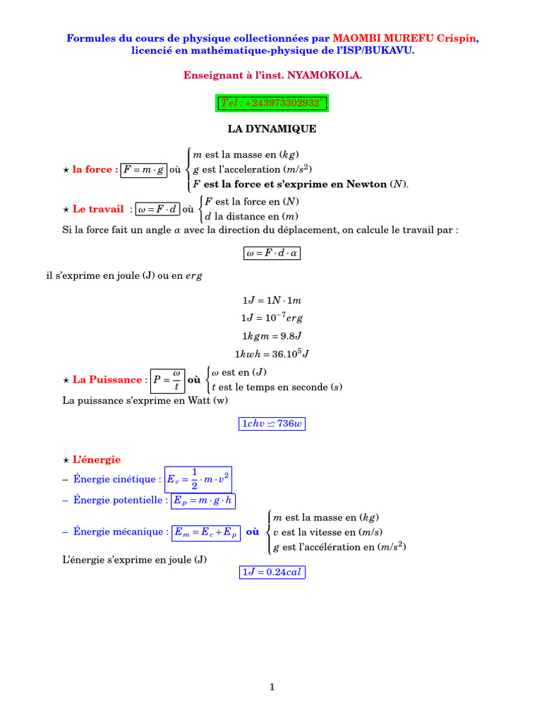Formules de Physique Essentielles | PDF | Électricité | Champ magnétique