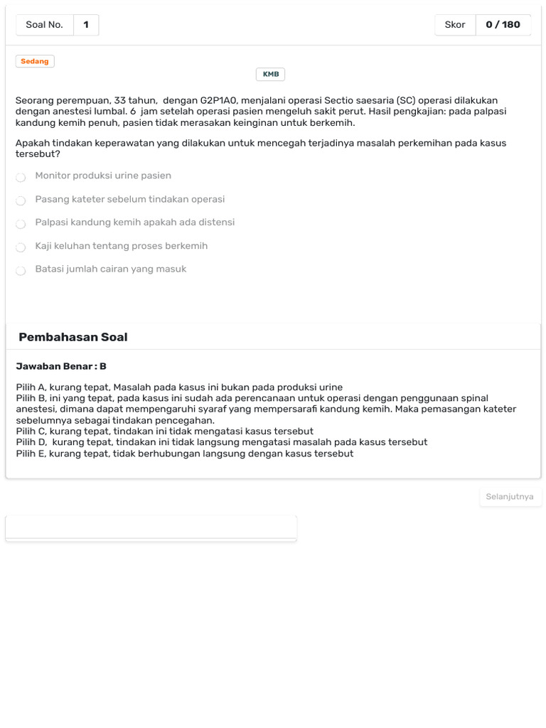 180 Soal & Pembahasan MCU Try Out Keperawatan Mei 2024 | PDF | Sains & Matematika