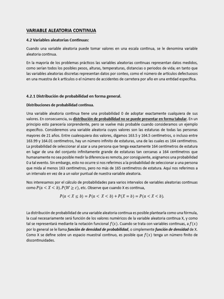 3. Variable aleatoria continua_7e09136dd930a8992fe68d86d3101de9 | PDF | Probabilidad | Variable ...