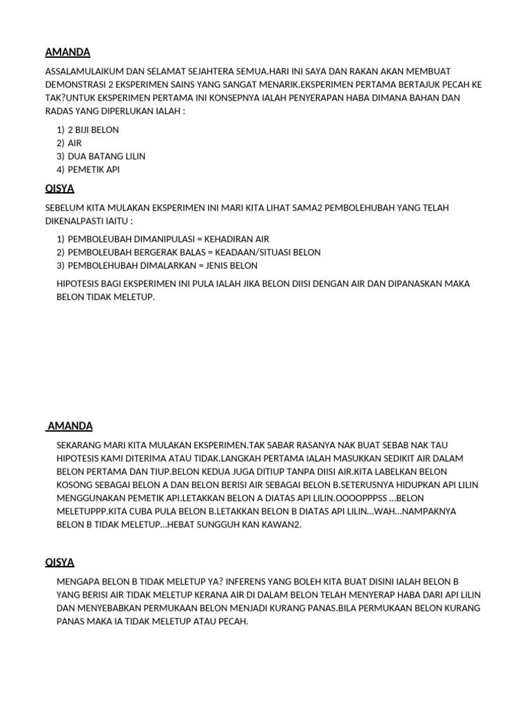 Sains Talent Show Script | PDF