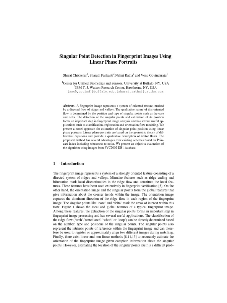 Singular Point Detection | PDF | Fingerprint | Mathematics