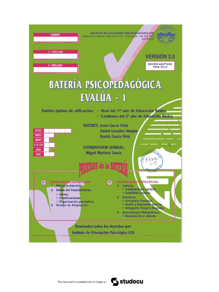 Cuadernillo Evalua 1 | PDF