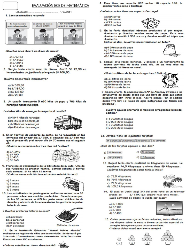 EVALUACIÓN ECE DE MATEMÁTICA - Docx 1 | PDF | Crecimiento personal y profesional