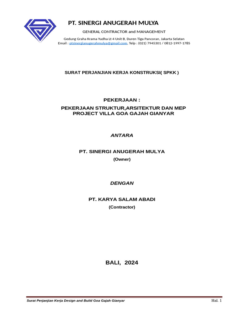 Draft SPK Struktur, Arsitektur Dan ME | PDF
