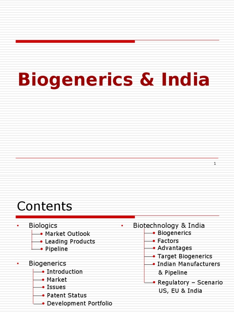 Bio Generics & India | PDF | Biopharmaceutical | Medicinal Chemistry