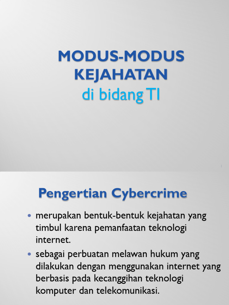 Bab 9 Modus-Modus Kejahatan Di Bidang TI | PDF
