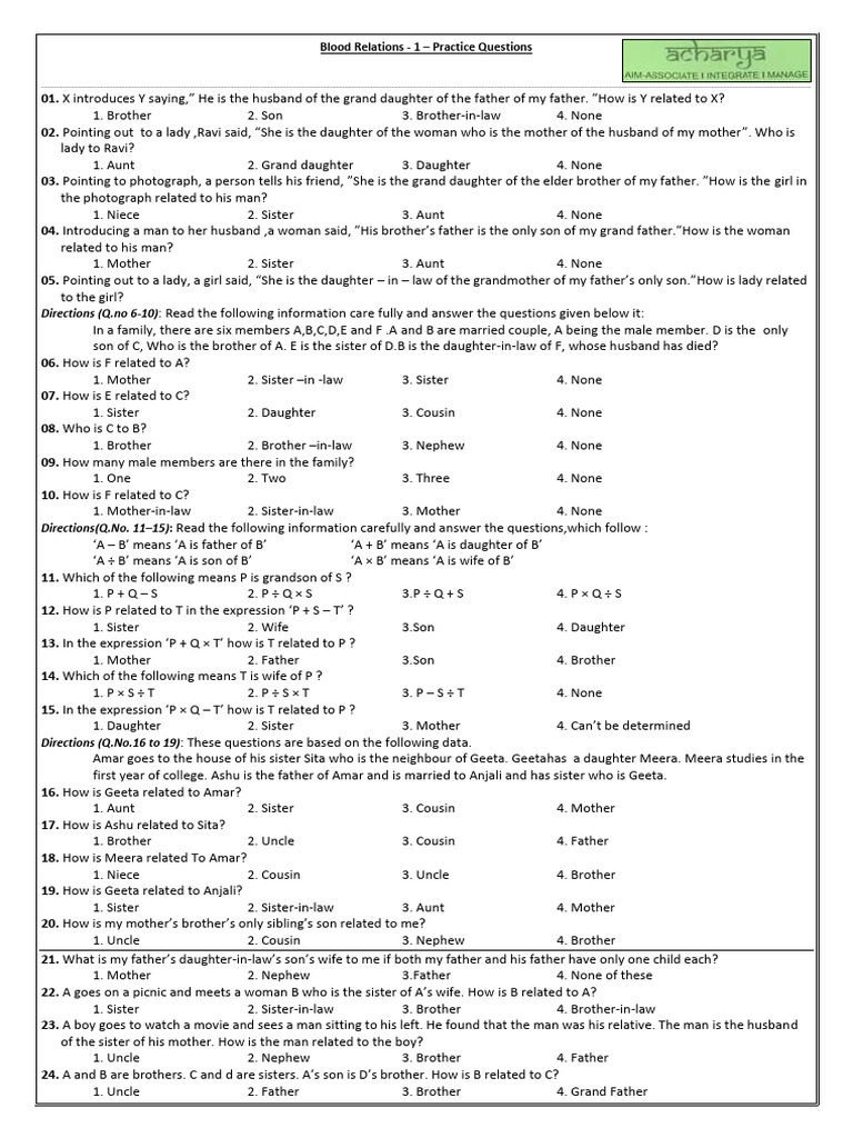 Blood Relations - 1 (3) | PDF | Social Institutions | Living Arrangements