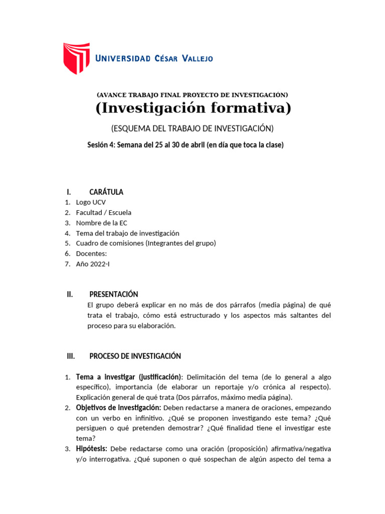 ESQUEMA TRABAJO DE INVESTIGACIÓN P.E. (1) | PDF