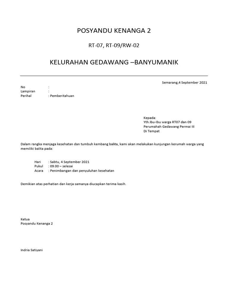 Undangan Posyandu | PDF