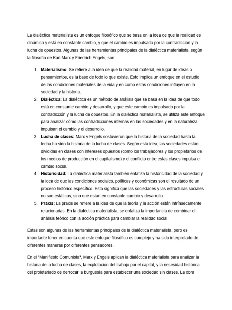 La Dialéctica Materialista | PDF | Dialéctico | Friedrich Engels