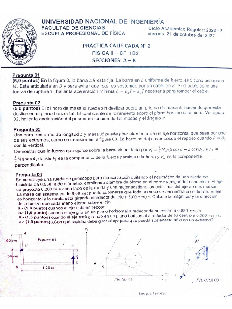 CF1B2 Práctica Calificada 2 2022-II | PDF