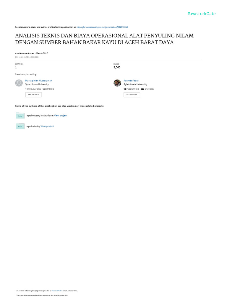 Analisis Teknis Dan Biaya Operasional Alat Penyuling Nilam Dengan Sumber Bahan Bakar Kayu Di ...