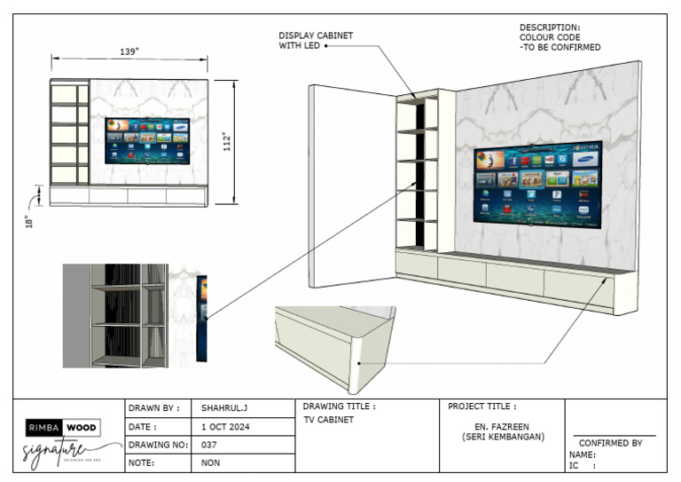 TV Cabinet Design with LED Details | PDF