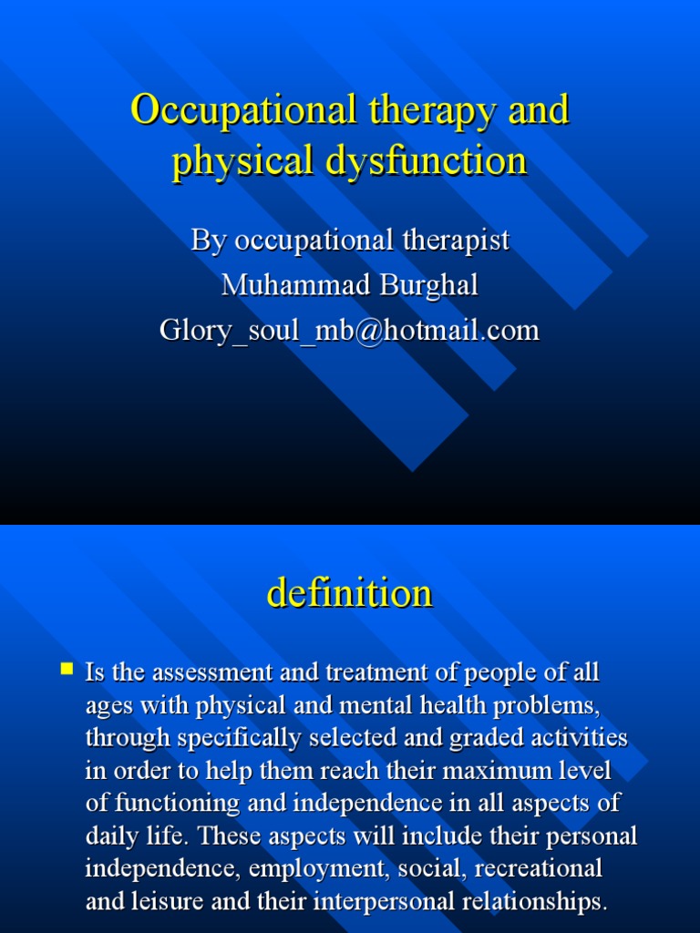 Occupational Therapy and Physical Dysfunction | PDF | Self-Improvement