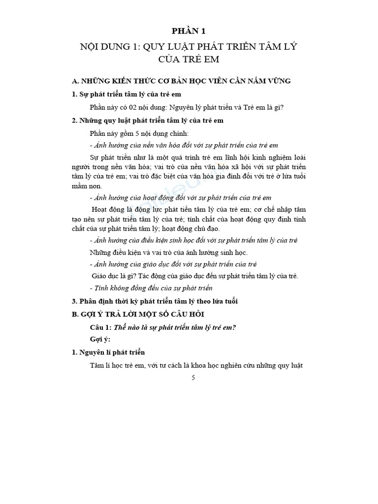 N I Dung 1: Quy Lu T Phát Tri Ntâmlý C ATR EM | PDF