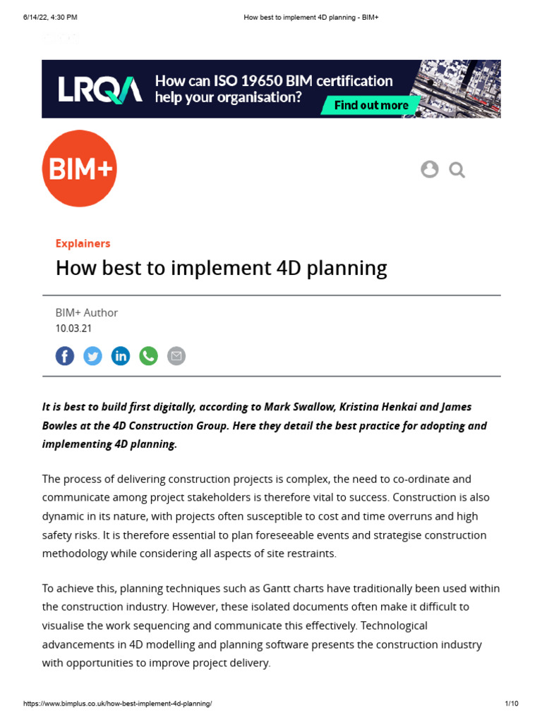 4D Planning for Construction Pros | PDF | Building Information Modeling